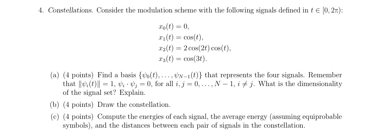 Solved Constellations. Consider the modulation scheme with | Chegg.com