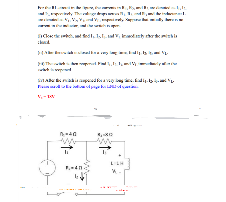 Solved For the RL circuit in the figure, the currents in R1, | Chegg.com