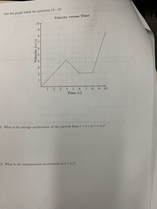 Solved Use the graph below for questions 12 15 Velocity | Chegg.com