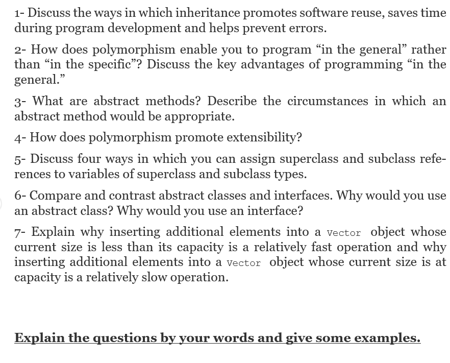 Solved 1- Discuss the ways in which inheritance promotes | Chegg.com