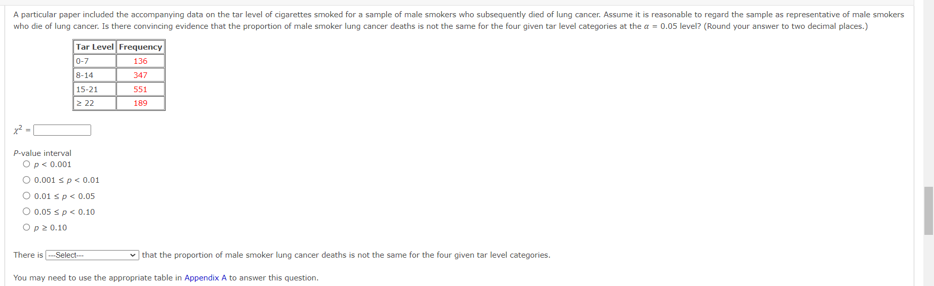 χ2= P-value interval | Chegg.com
