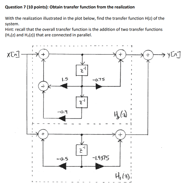 Solved Question 7 (10 points): Obtain transfer function from | Chegg.com