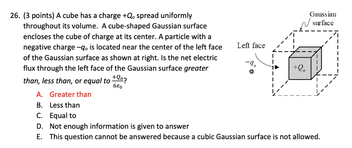 Solved 26. (3 points) A cube has a charge +Qo spread | Chegg.com