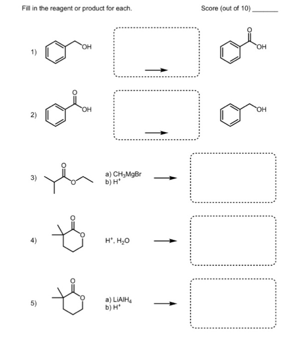 Solved Fill in the reagent or product for each. | Chegg.com