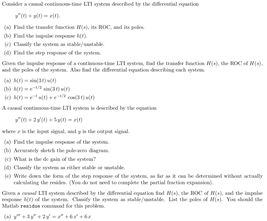 Solved Consider a causal continuous-time LTI system | Chegg.com