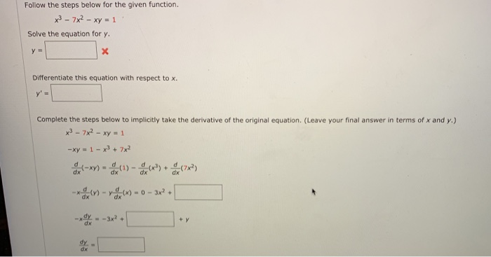 Solved Follow the steps below for the given function. | Chegg.com