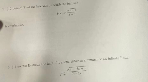 Solved 5. (12 points) Find the intervals on which the | Chegg.com