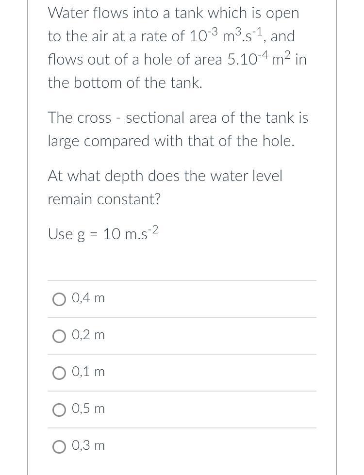 Solved Water flows into a tank which is open to the air at a | Chegg.com