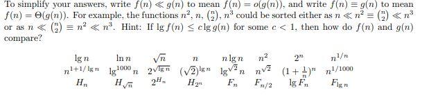 Solved Sort The Functions Listed Below From Asymptotically 