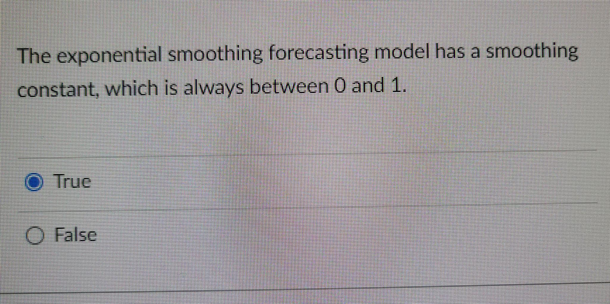 Solved The exponential smoothing forecasting model has a | Chegg.com