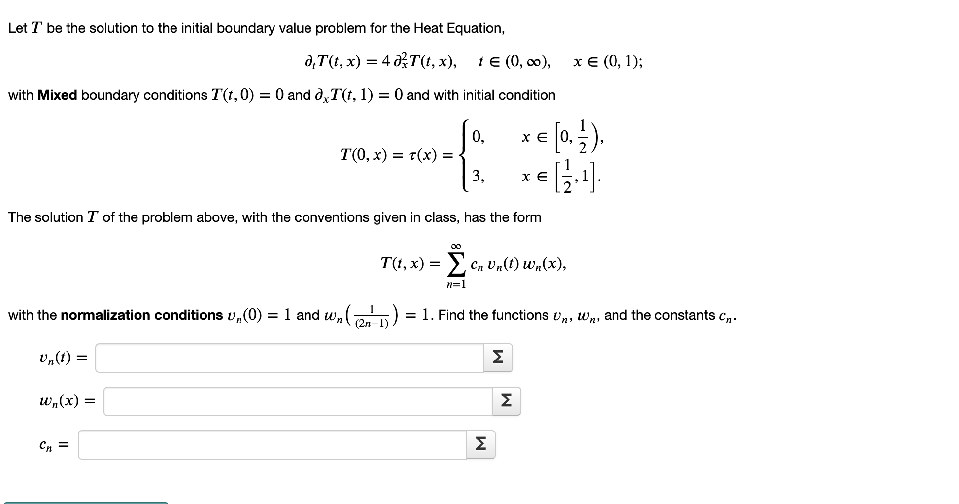 Solved Let 𝑇 be the solution to the initial boundary | Chegg.com