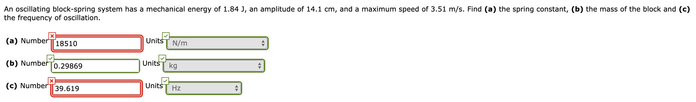 Solved An oscillating block-spring system has a mechanical | Chegg.com