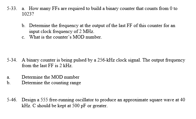 Solved 5-33 a. How many FFs are required to build a binary | Chegg.com