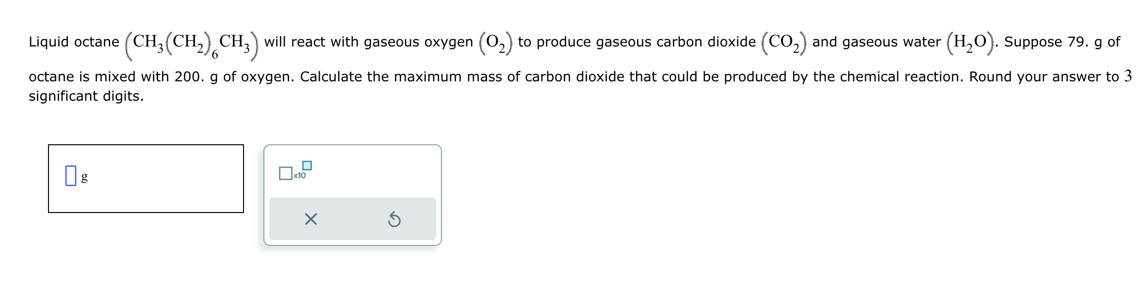 Solved Liquid octane \\( | Chegg.com