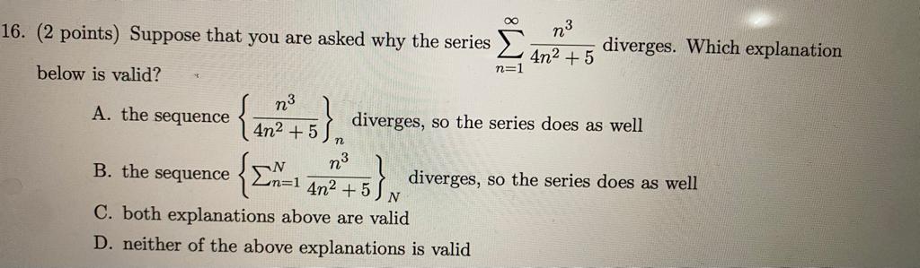 Solved below is valid? A. the sequence \\( | Chegg.com