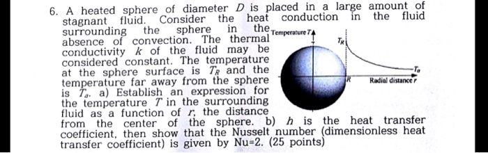 Solved 6. A heated sphere of diameter D is placed in a large | Chegg.com