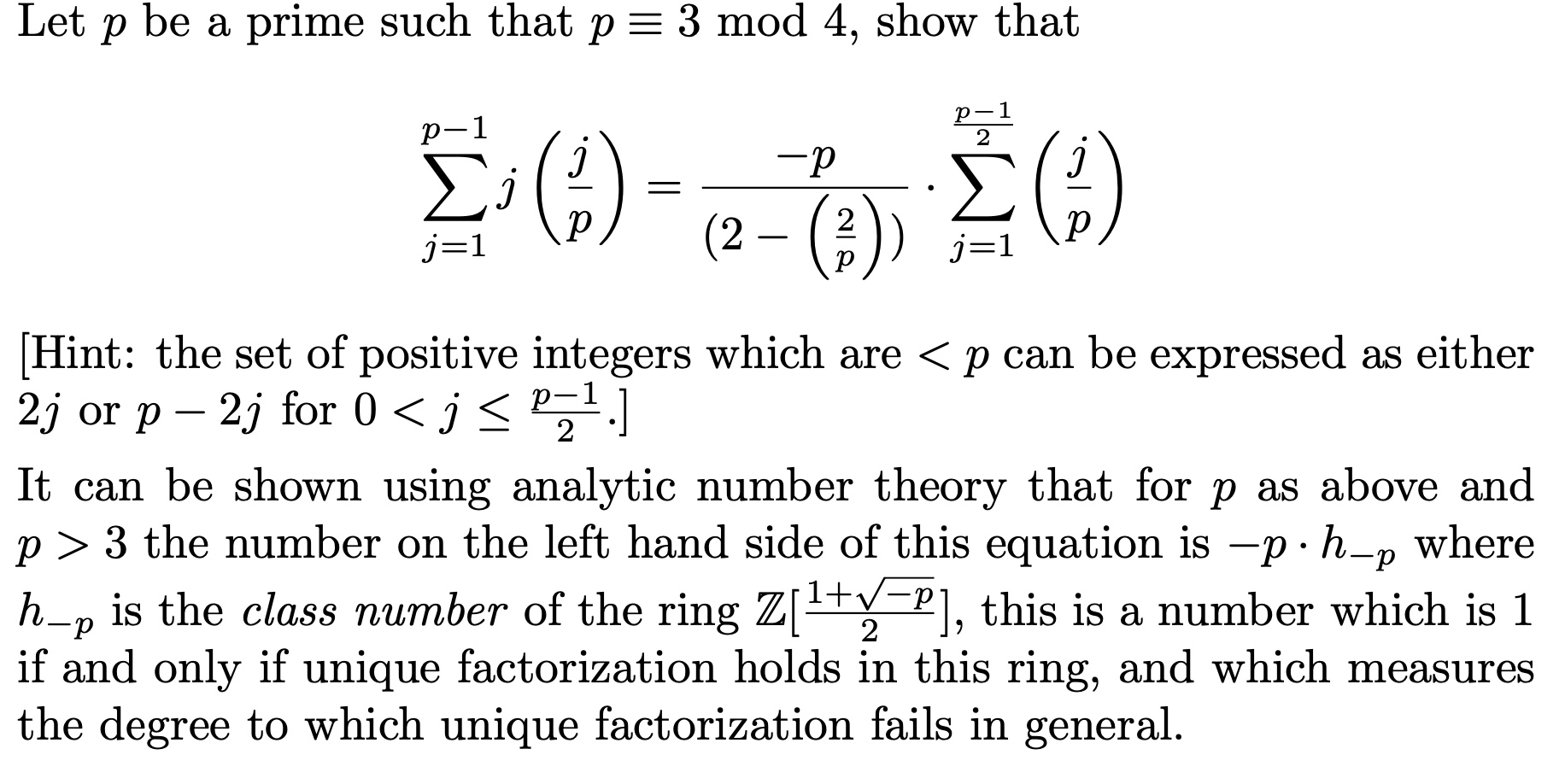 Solved Let p be a prime such that p≡3mod4, show that | Chegg.com