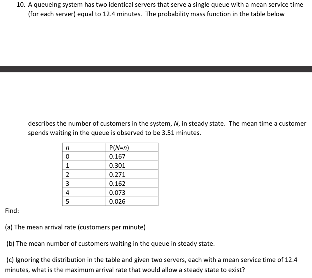 10. A queueing system has two identical servers that | Chegg.com