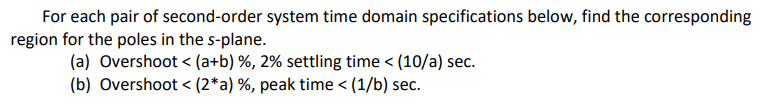Solved For each pair of second-order system time domain | Chegg.com