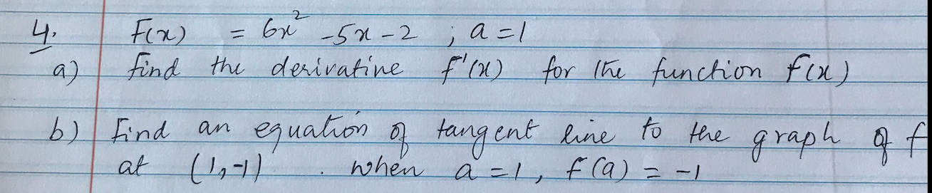 Solved 21 4, Fix) br -50-2 ; a=1 find the derivative f'(x) | Chegg.com