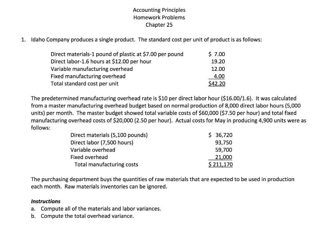 Solved Accounting Principles Homework Problems Chapter 25 1. | Chegg.com