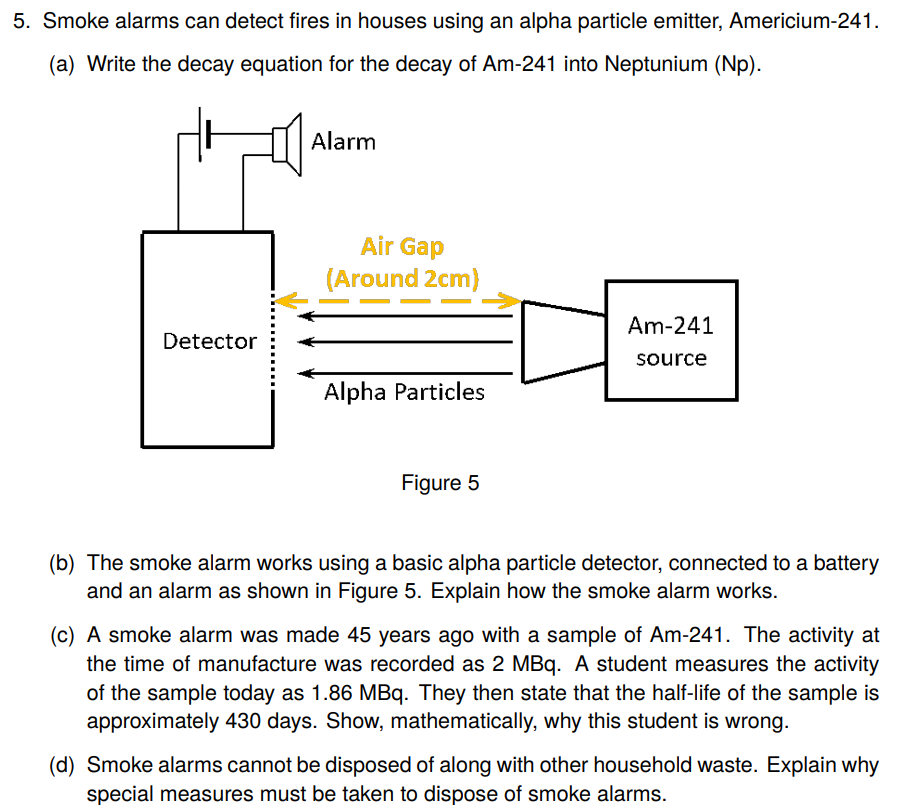 Solved 5. Smoke alarms can detect fires in houses using an | Chegg.com