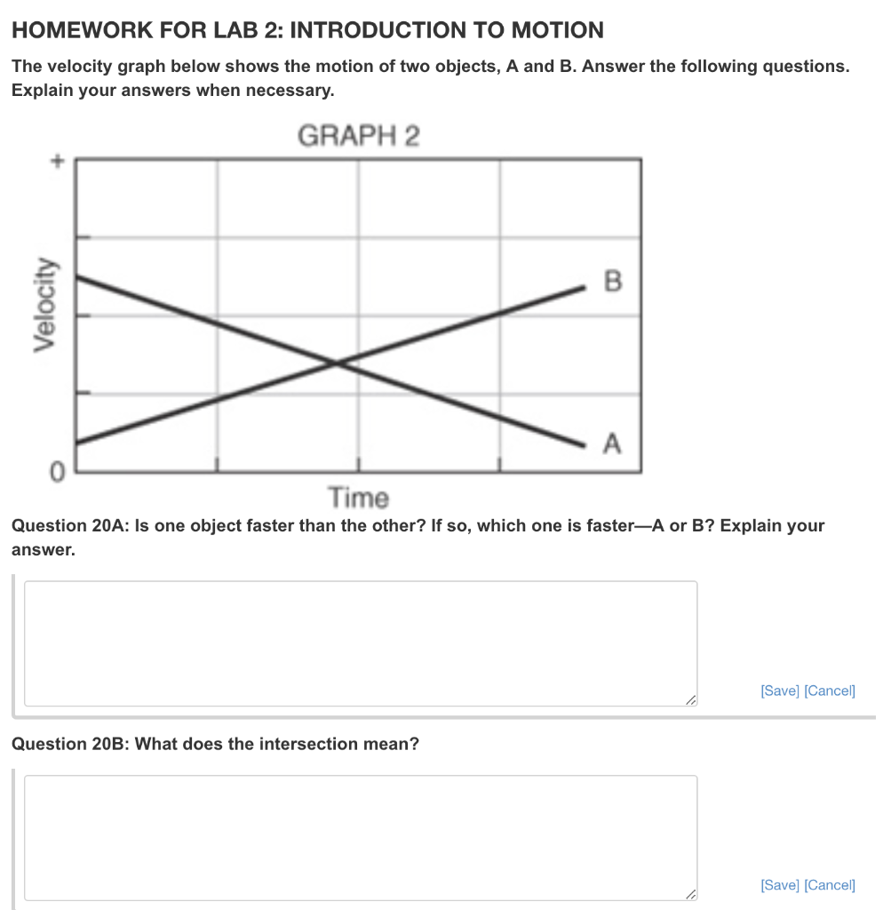 Solved HOMEWORK FOR LAB 2: INTRODUCTION TO MOTION The | Chegg.com