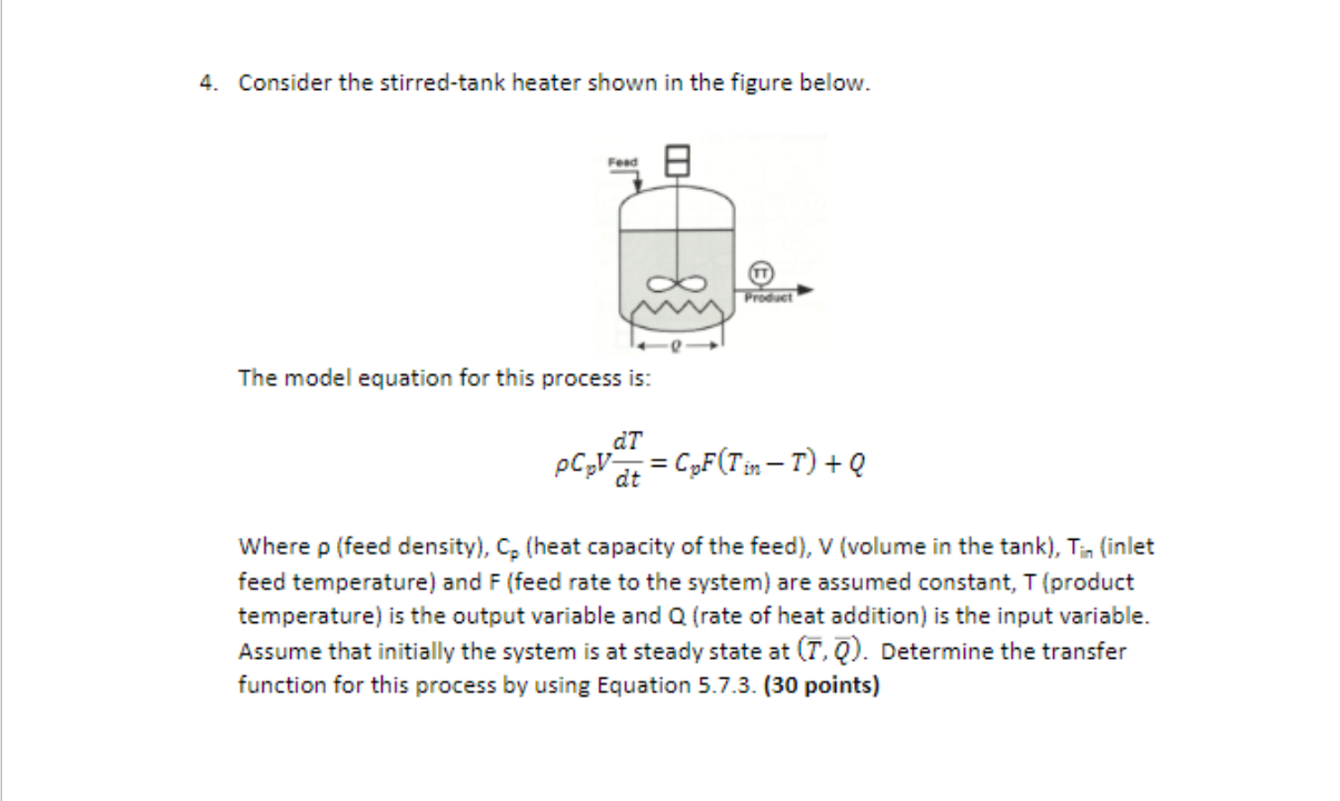 Solved 4. Consider the stirred-tank heater shown in the | Chegg.com