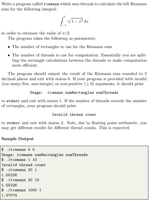 Write a command-line program in C using threads with | Chegg.com