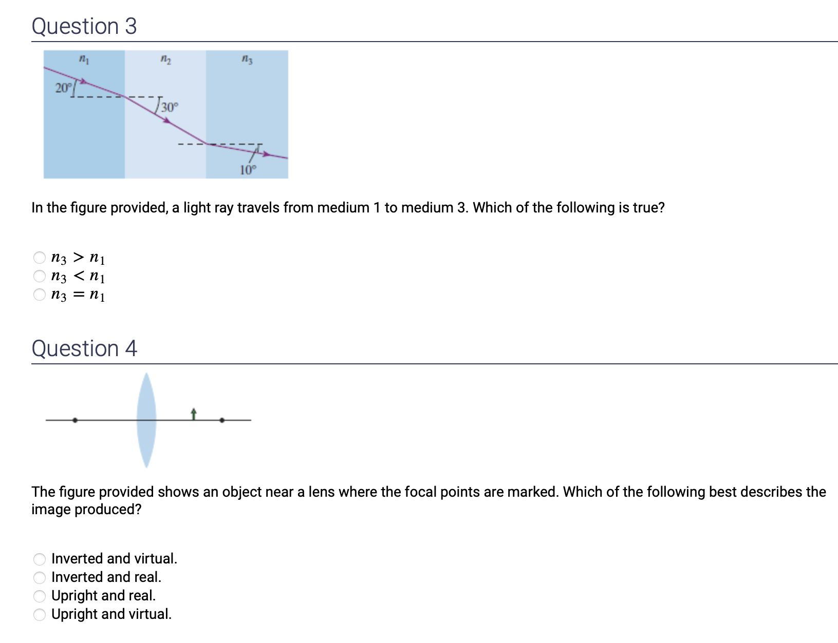 Solved Question 3 In the figure provided, a light ray | Chegg.com