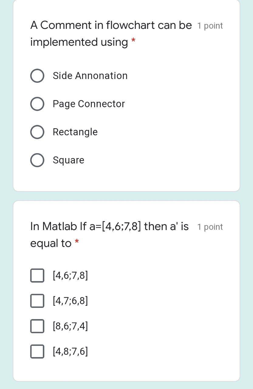 Solved A Comment in flowchart can be 1 point implemented | Chegg.com