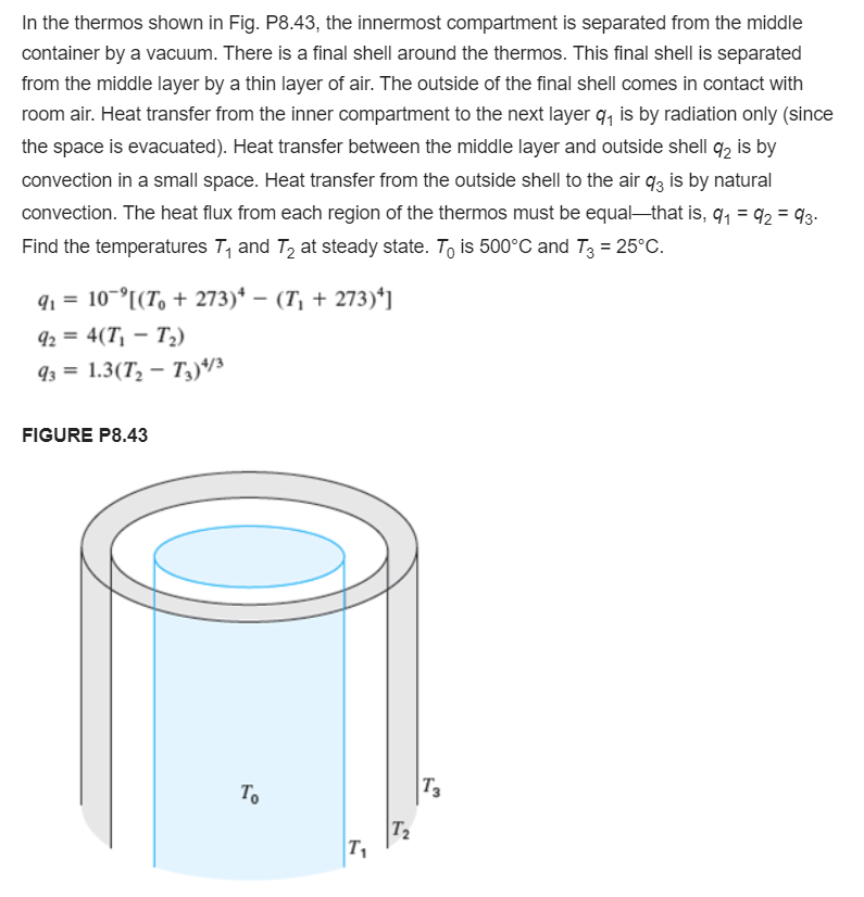 Solved In the thermos shown in Fig. P8.43, the innermost | Chegg.com