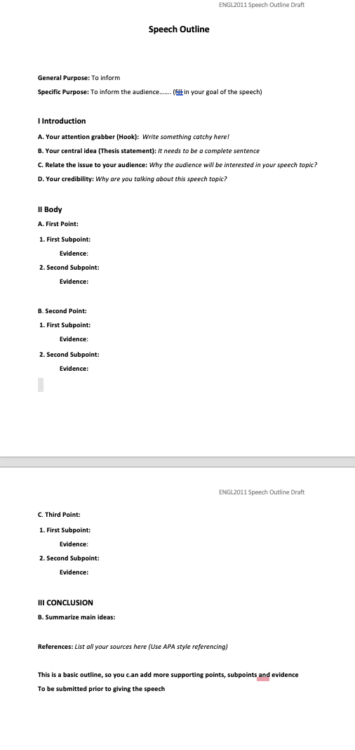 General Purpose: To inform Specific Purpose: To | Chegg.com