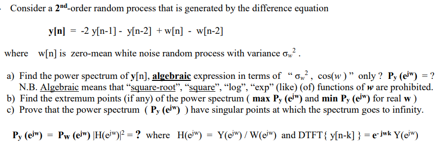 Solved Consider a 2nd-order random process that is generated | Chegg.com