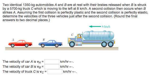 Solved Two identical 1350-kg automobiles A and B are at rest | Chegg.com
