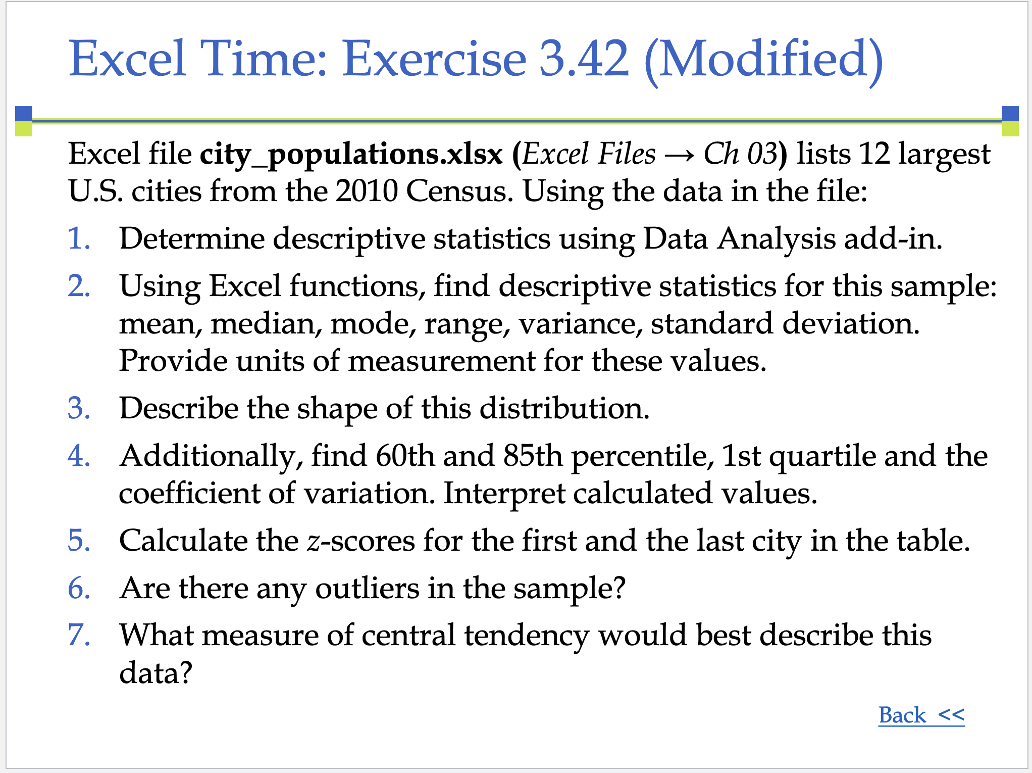 Solved Excel Time Exercise 3 42 Modified Excel File