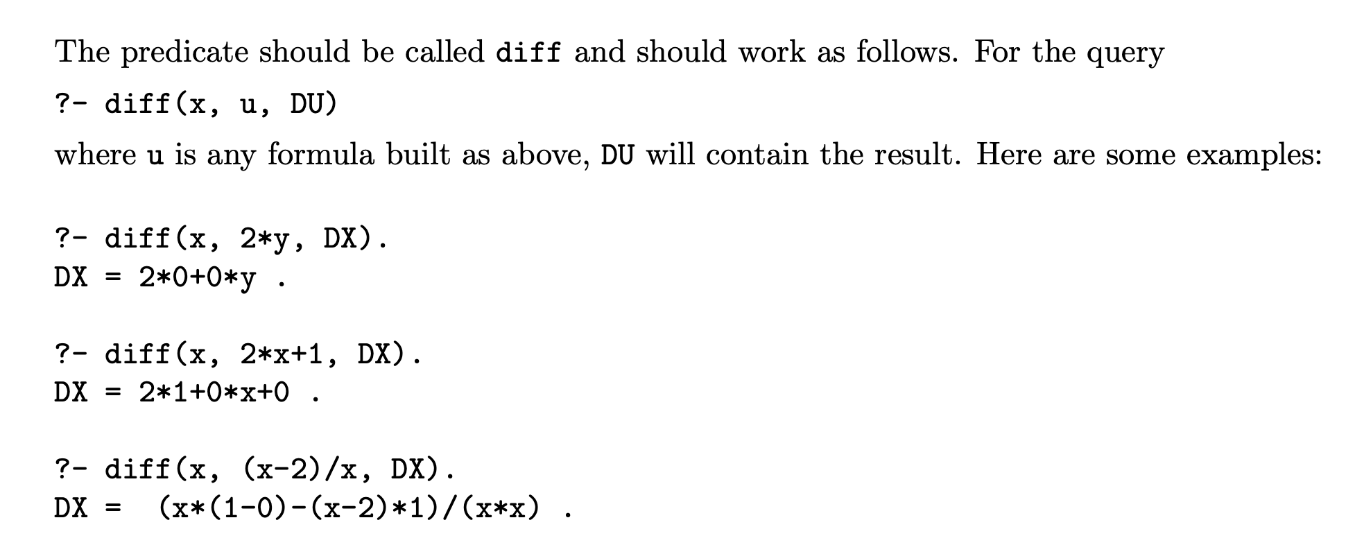 5. (20pt) Write a Prolog program diff.pl which | Chegg.com