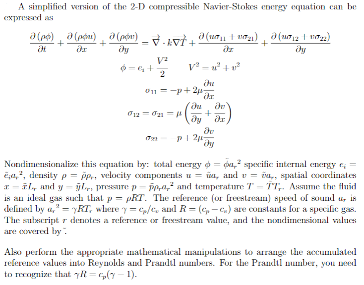 Solved A simplified version of the 2-D compressible | Chegg.com