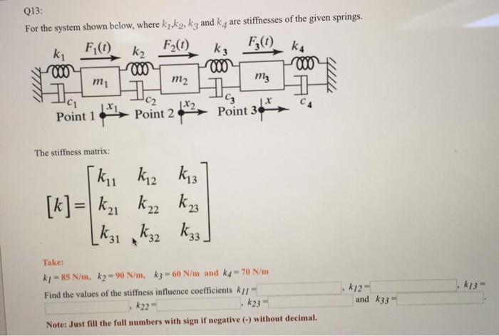 Solved Q13: For the system shown below, where k,.k2, k3 and | Chegg.com