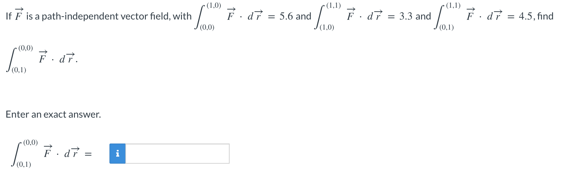Solved If F is a path-independent vector field, with (0,0) [ | Chegg.com