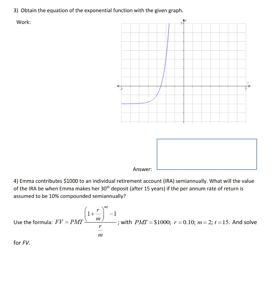 Solved 3) Obtain the equation of the exponential function | Chegg.com