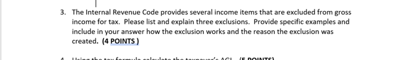 Solved 3. The Internal Revenue Code provides several income | Chegg.com