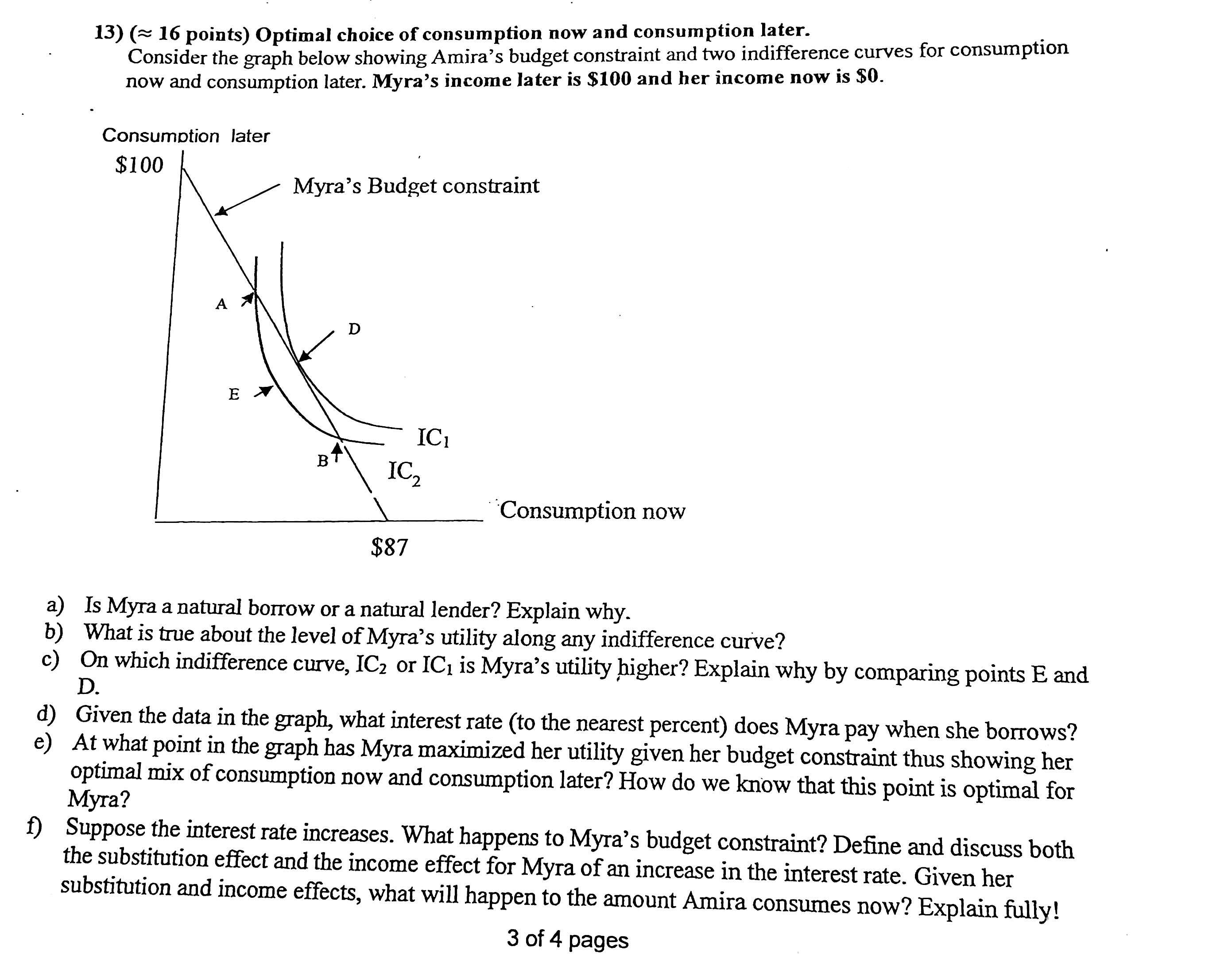 Solved 13) ( ≈16 points) Optimal choice of consumption now | Chegg.com