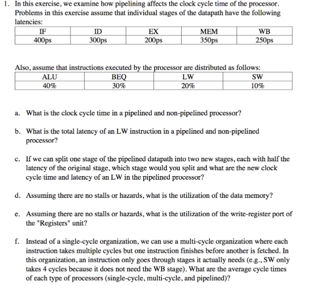 Solved 1. In this exercise, we examine how pipelining | Chegg.com