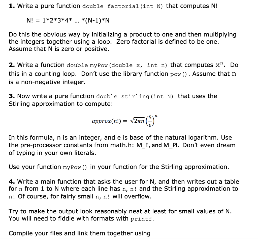 Solved 1. Write a pure function double factorial (int n) | Chegg.com