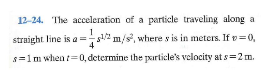 Solved 12-24. The acceleration of a particle traveling along | Chegg.com