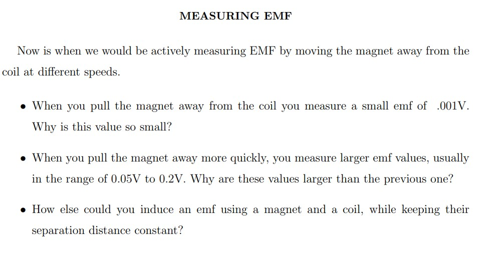 Solved MEASURING EMF Now is when we would be actively | Chegg.com