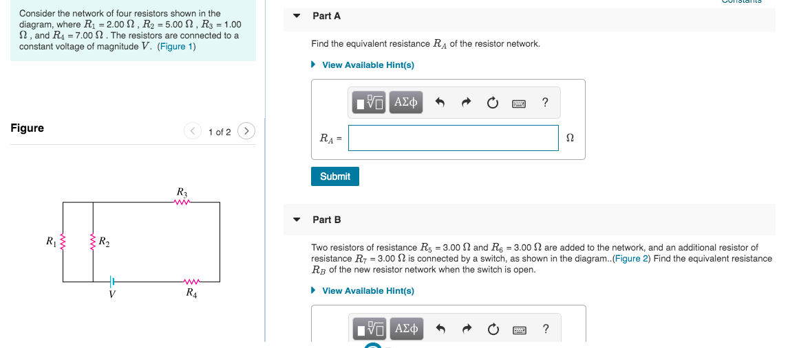 Solved Part A Consider the network of four resistors shown | Chegg.com