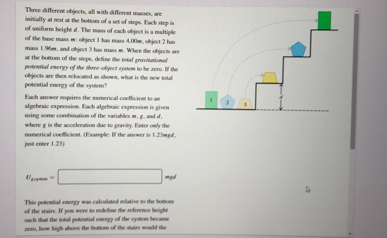 Solved Three different objects, all with different masses, | Chegg.com
