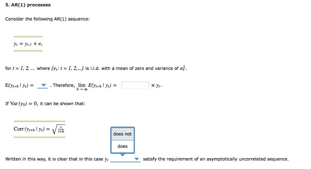 Solved 5 Ar 1 Processes Consider The Following Ar 1